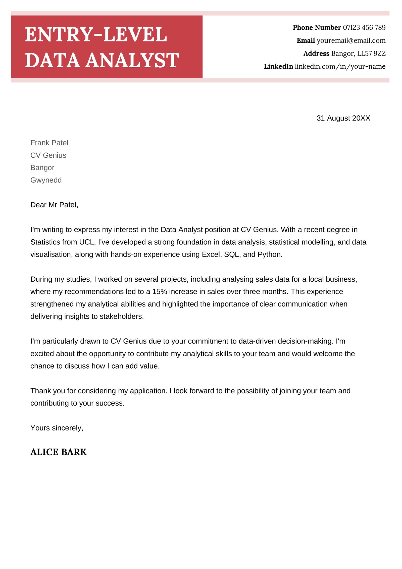 3 Data Analyst Cover Letter Examples & Writing Tips