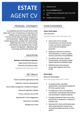 Estate Agent CV - Example, Free Template, & How to Write