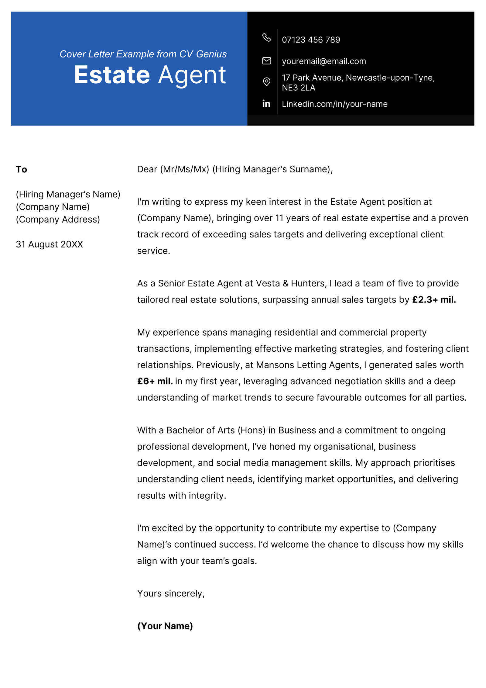 Example Cover Letter for an Estate Agent & Writing Tips for 2025