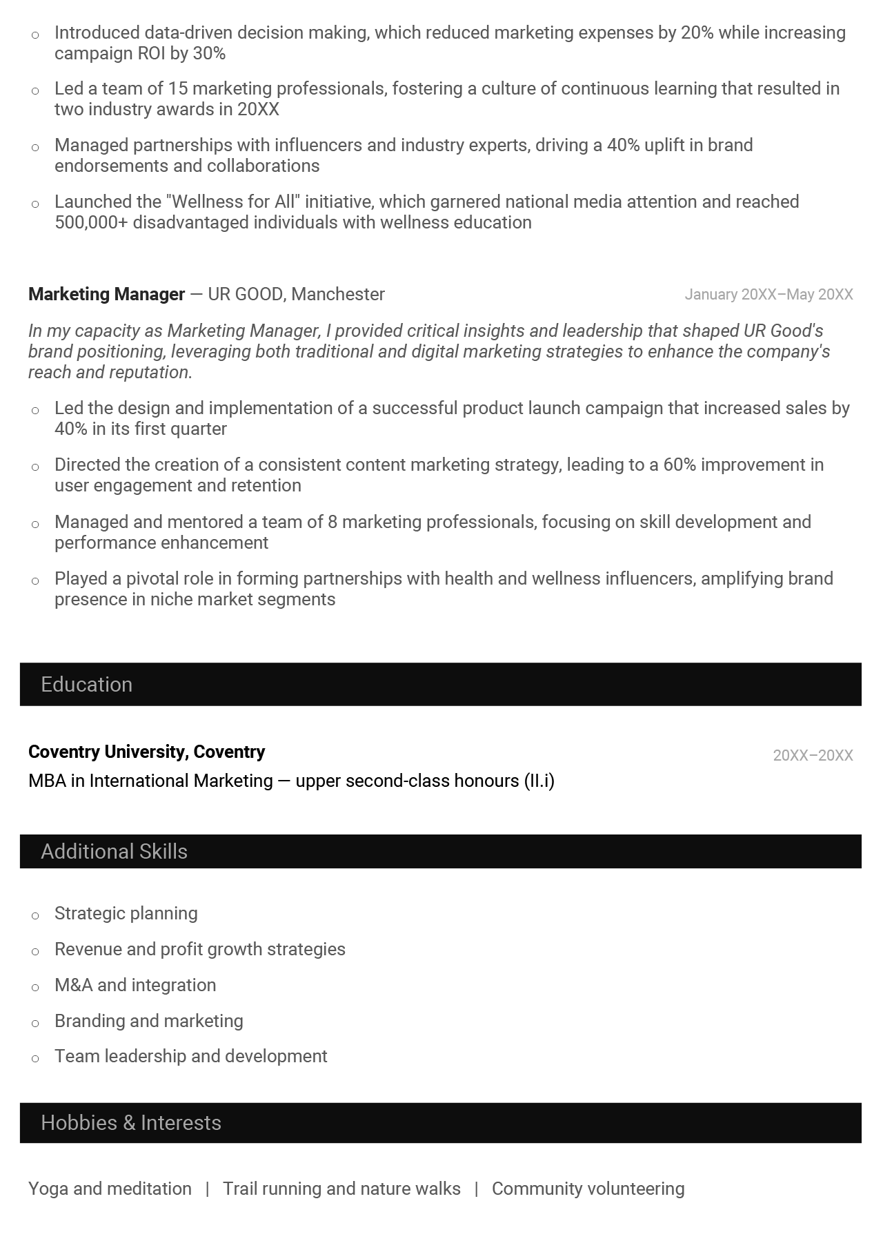 Executive CV Example, Template, & Writing Guide