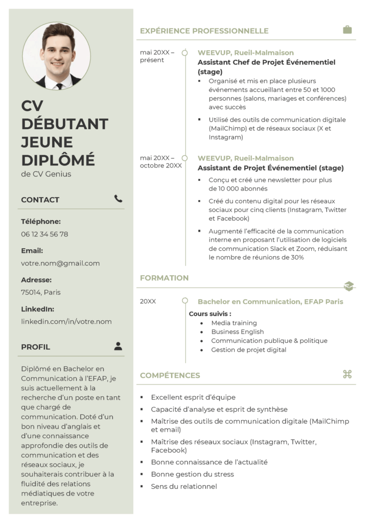 CV débutant – 3 exemples et modèles téléchargeables