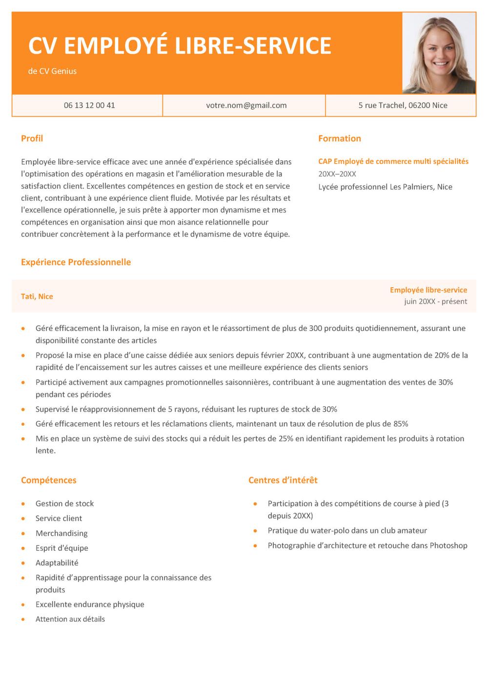 Exemple de CV employé libre-service