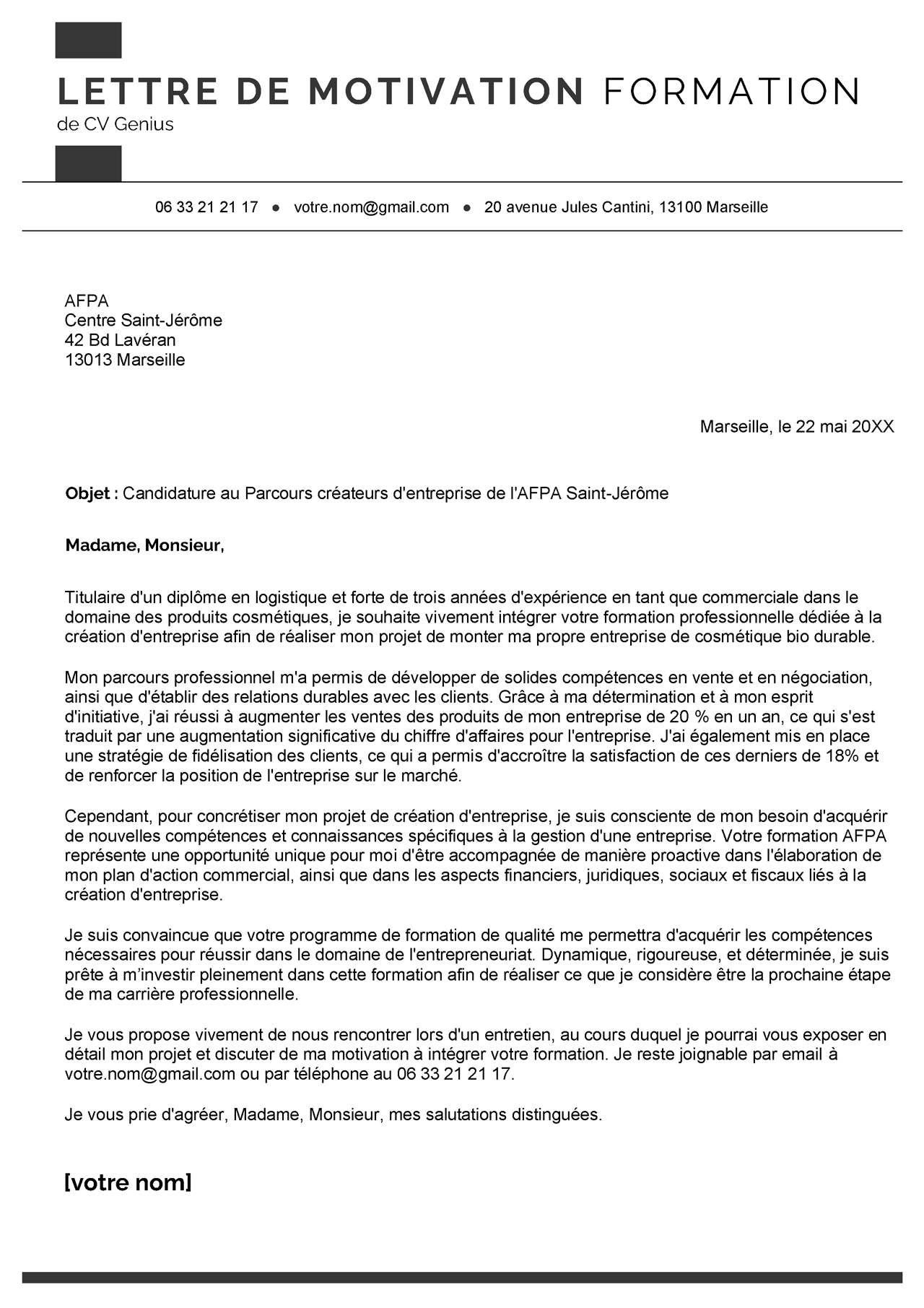 Lettre de motivation formation, exemple et aide de rédaction