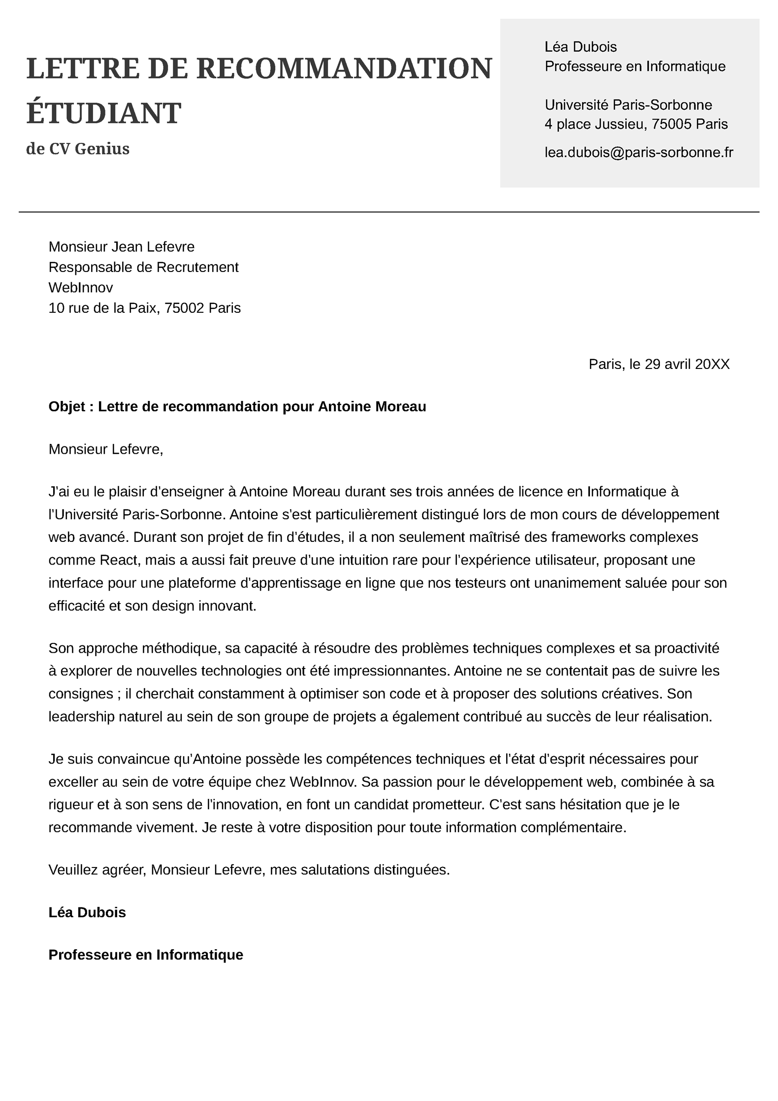 Lettre de recommandation : modèles, exemples et conseils