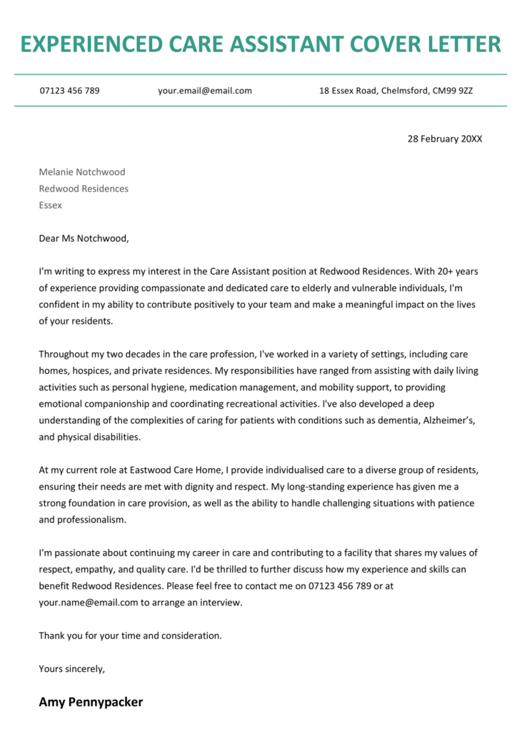 Care Assistant Cover Letter - 3 Samples and 3 Writing Tips