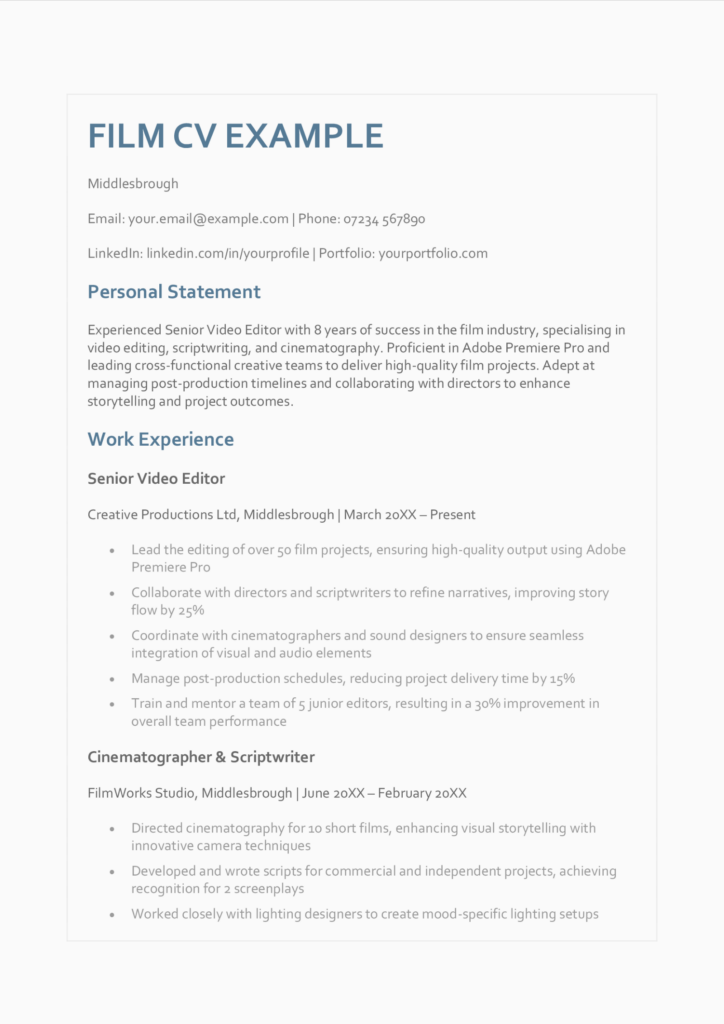 Film CV Examples & Writing Tips