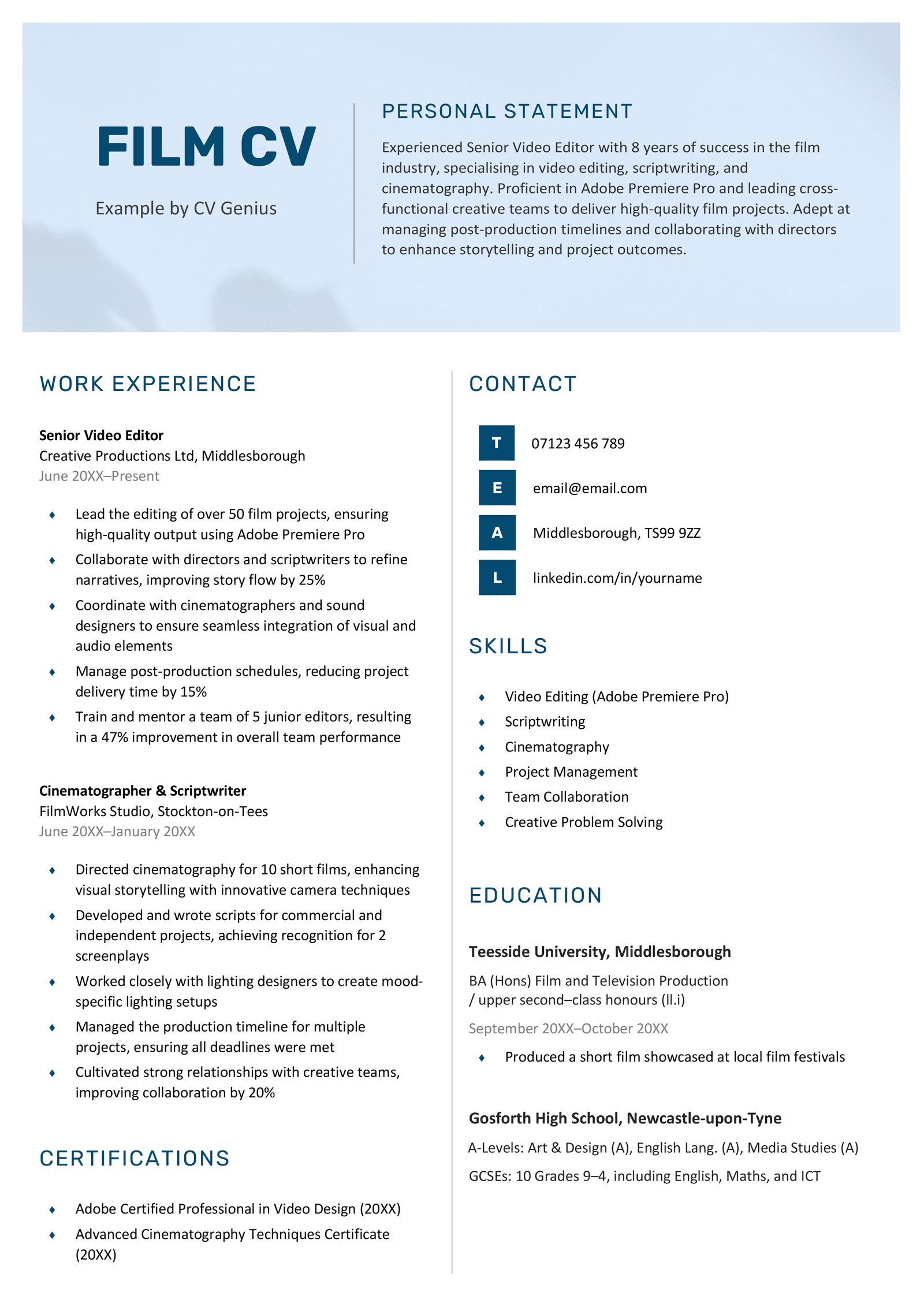 Film CV Examples & Writing Tips