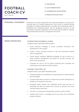 Football Coach CV Examples UK Template Writing Tips