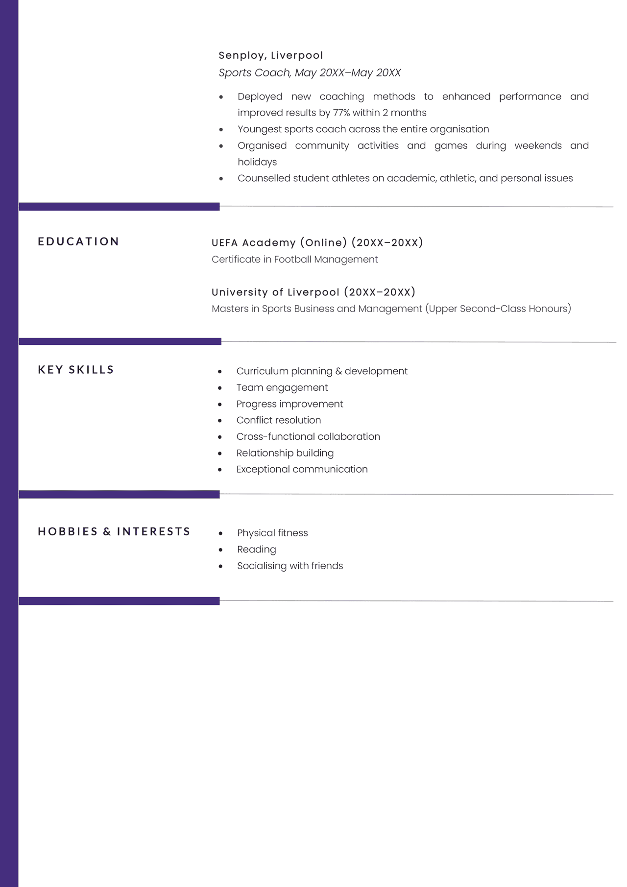 Football Coach CV Example, Template, & Writing Tips