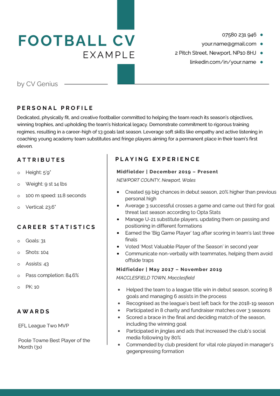 Football CV - Example & Template (Free Download)