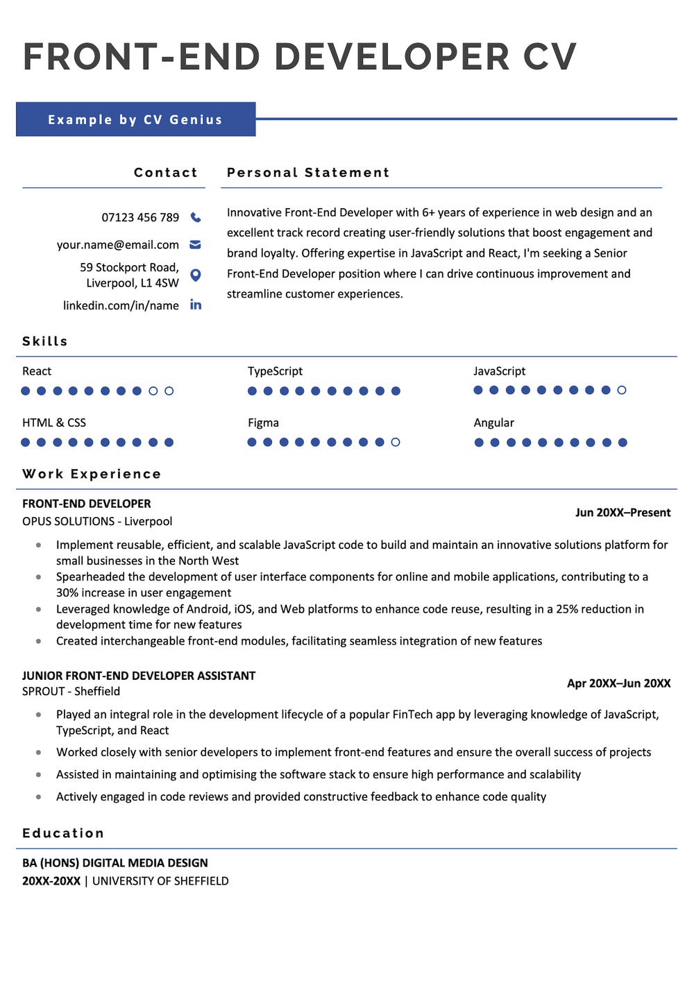 Front-End Developer CV: Template, Examples, & Tips