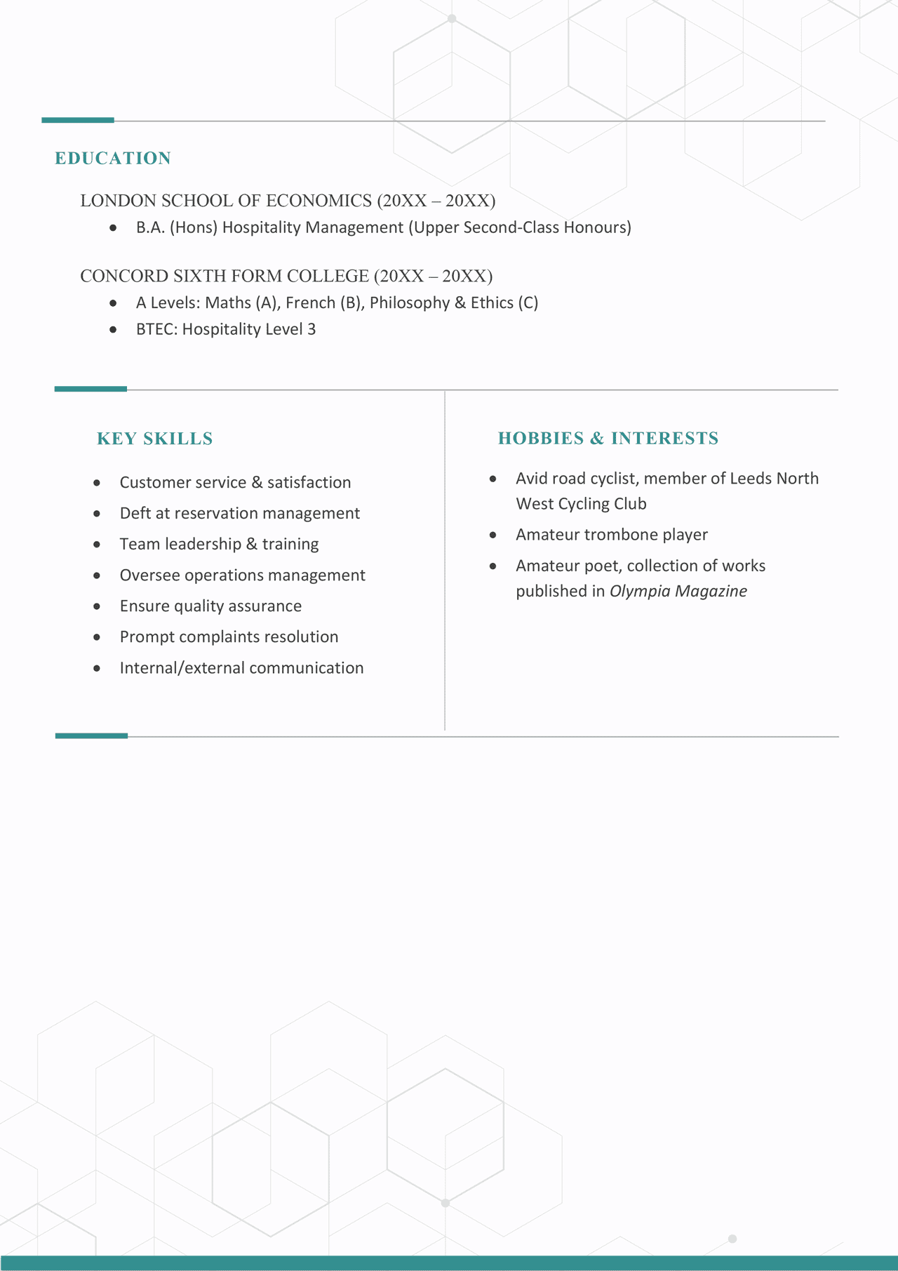 Front-of-House CV (Examples & Writing Tips)