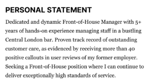 Front-of-House CV (Examples & Writing Tips)