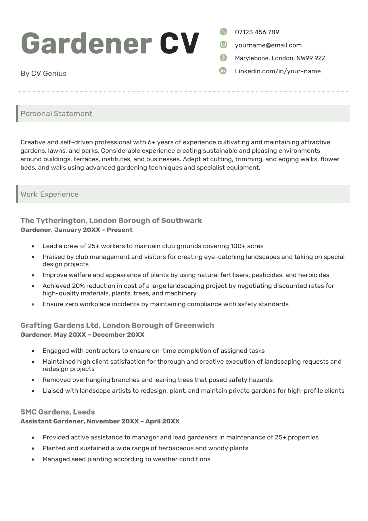 Gardener CV: Examples, Template, & Essential Skills