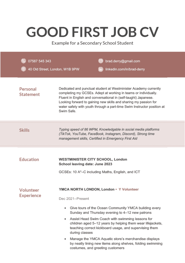 Good CV Examples for Your First Job in 2024