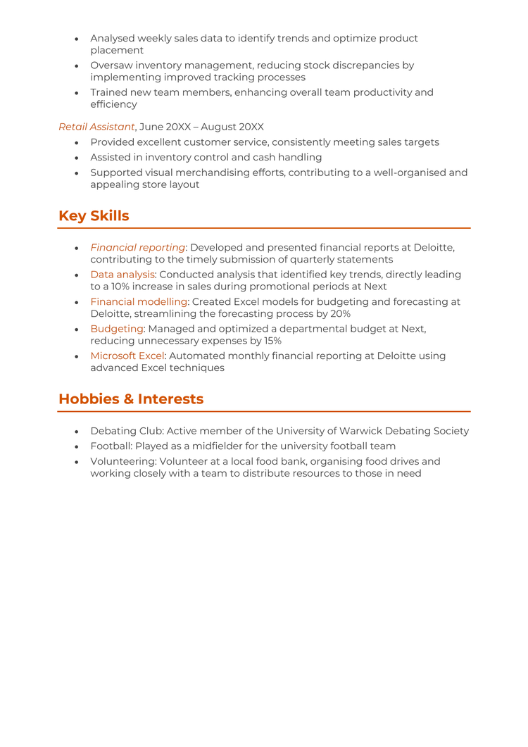 Graduate Accountant CV Example and Writing Help