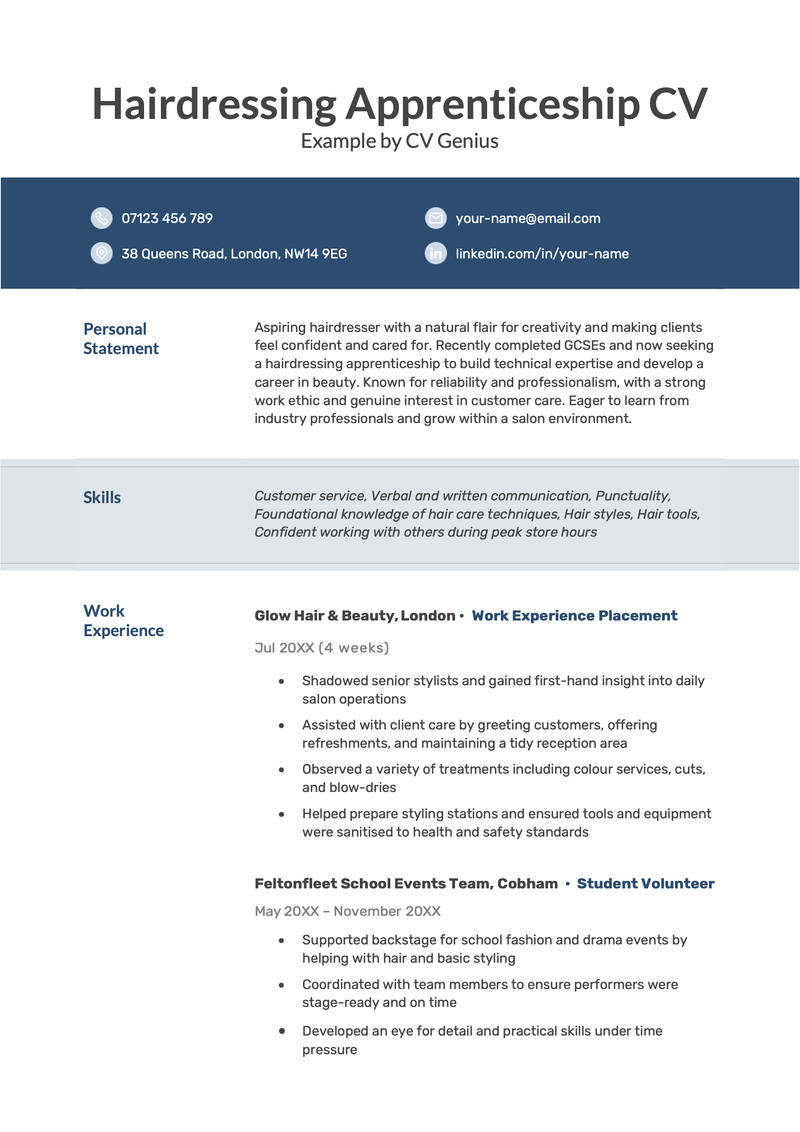 Hairdressing CV: 2 Examples, Template, & Writing Tips