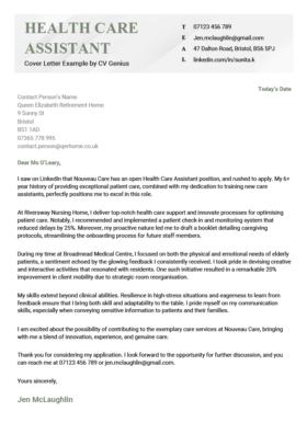 Health Care Assistant Cover Letter - Example & Free Template