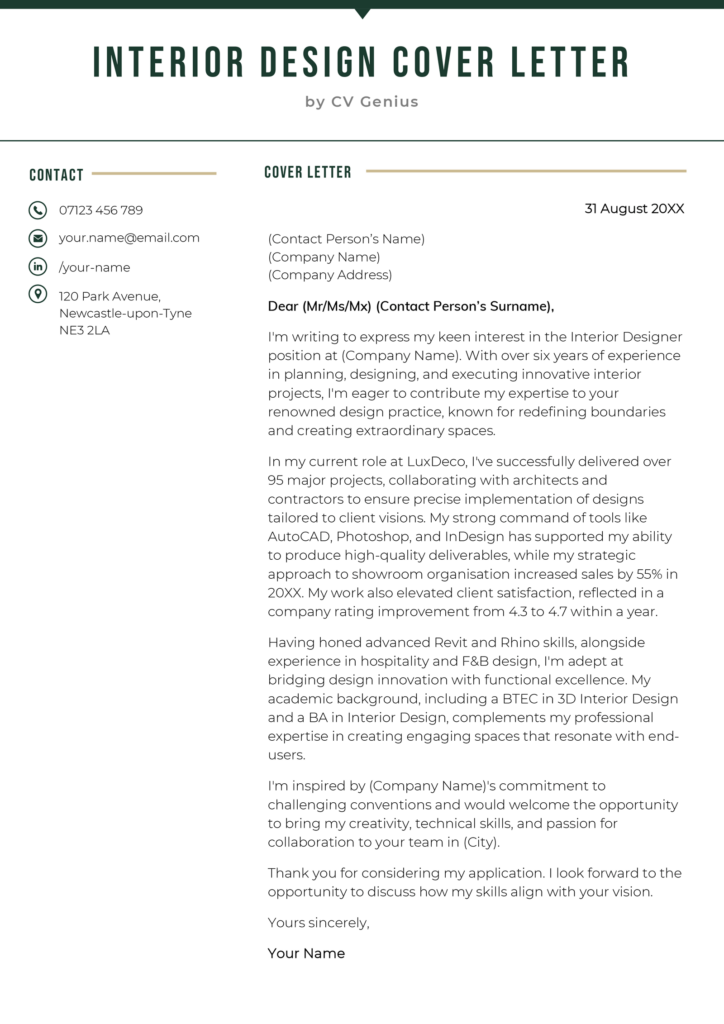 Interior Design Introductory Letter