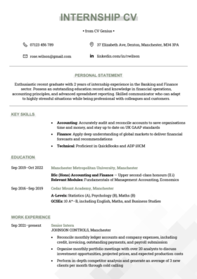 Internship CV - Example & UK Template [Free Download]