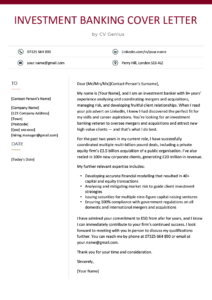Investment Banking Cover Letter - Example & Free Template