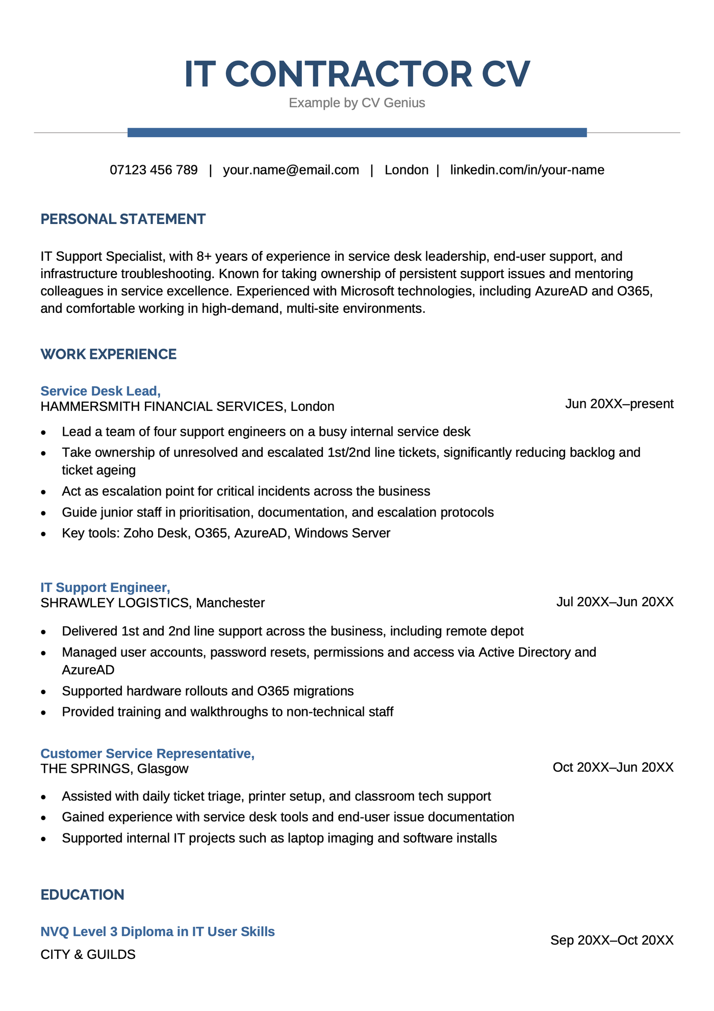3 Free IT CV Examples, Template, & Writing Guide