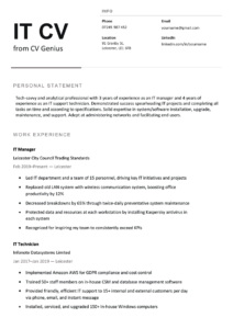 IT CV - Examples & Free Template (+11 Skills to List)