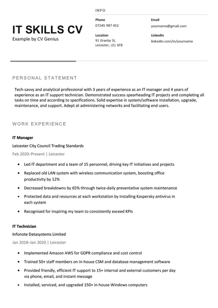 113+ Computer & IT Skills Examples for Your CV