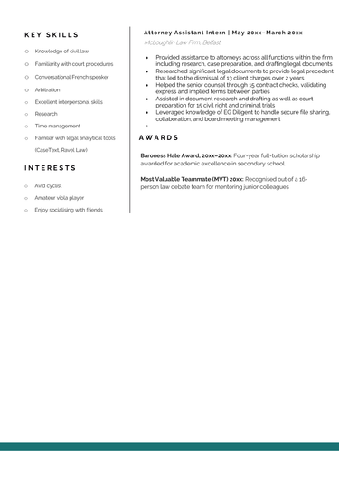 Law Student CV Example & UK Template