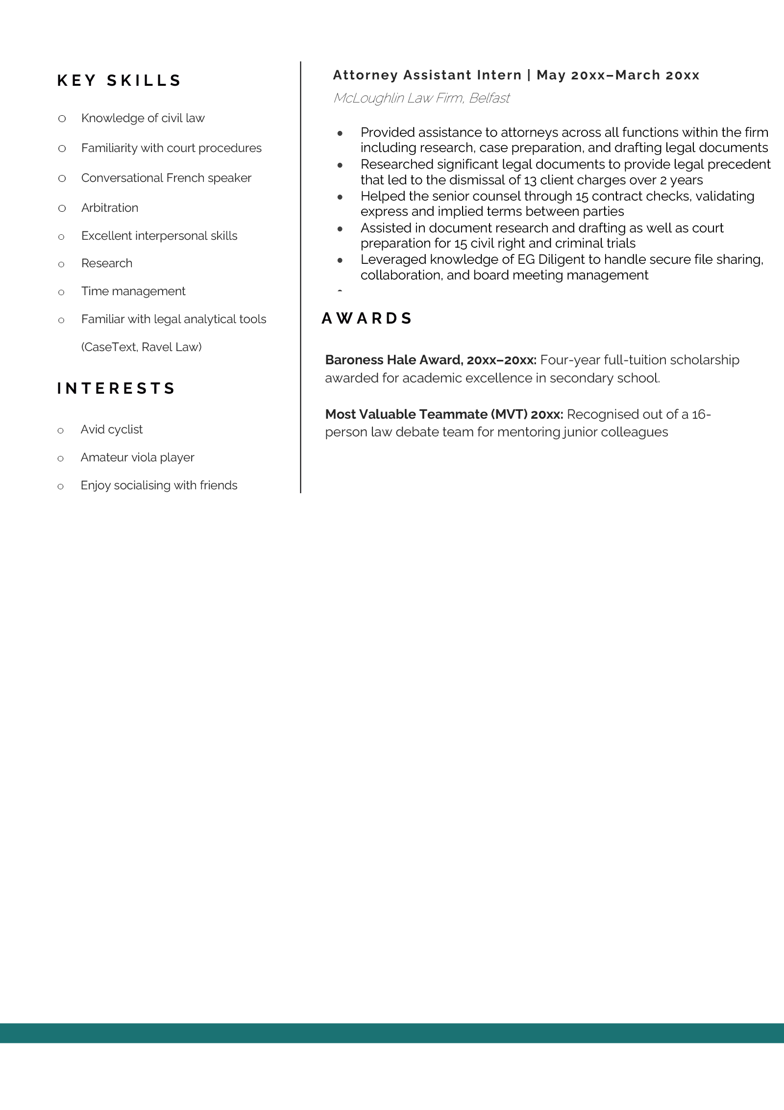 Law Student CV Example & UK Template