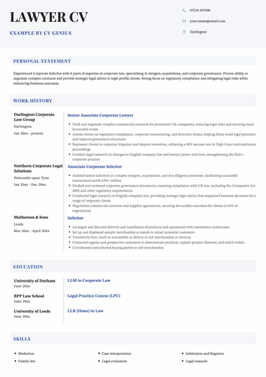Lawyer CV Examples, Template, & Writing Tips for 2026