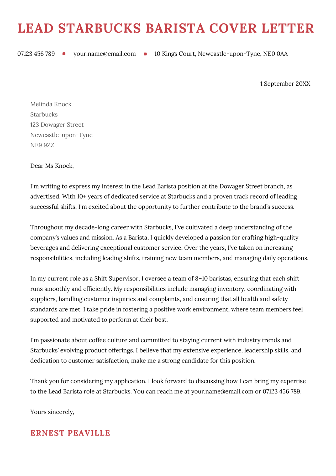 Barista Cover Letter: Examples, Free Template, & Tips