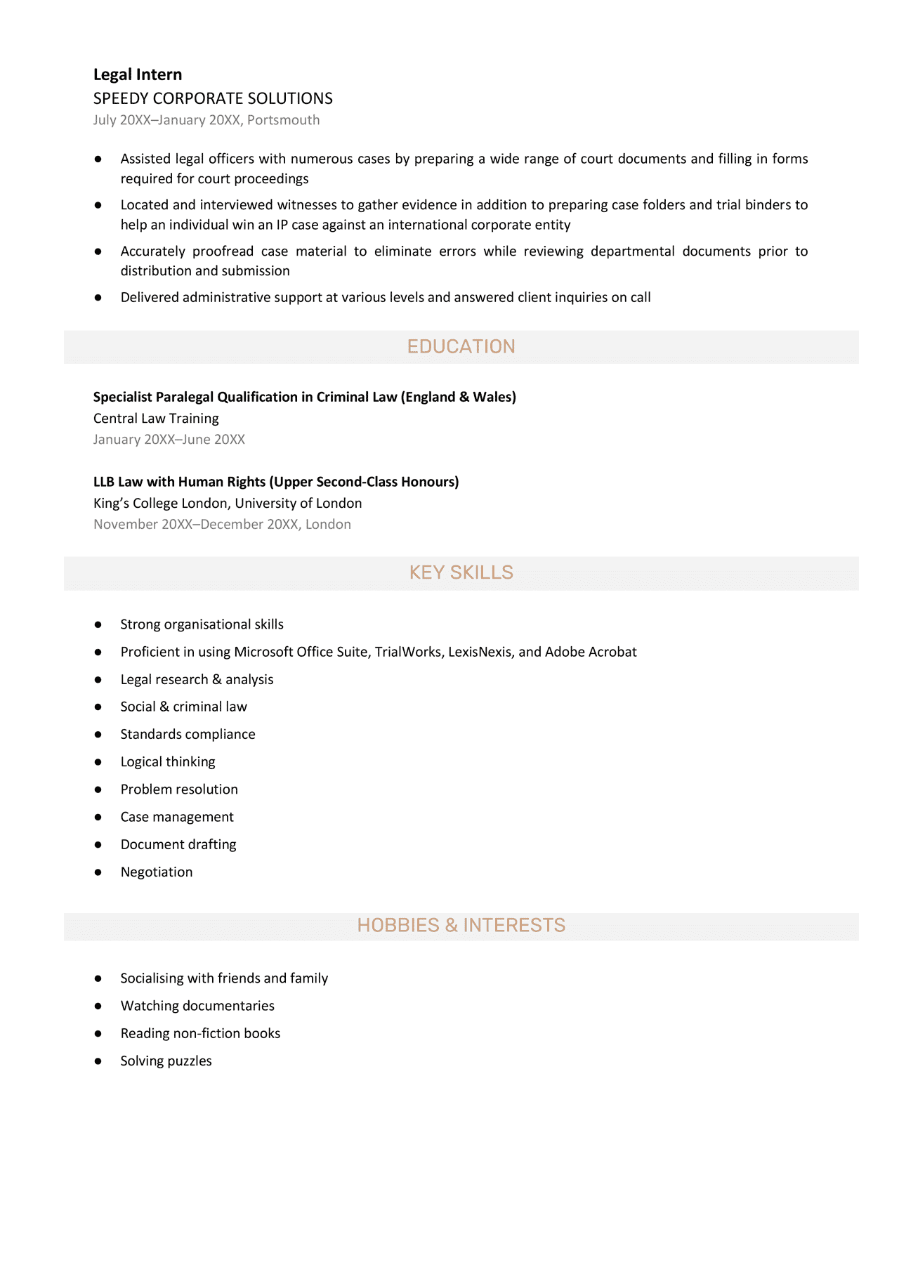 Legal Assistant CV: Example & Template (Free Download)