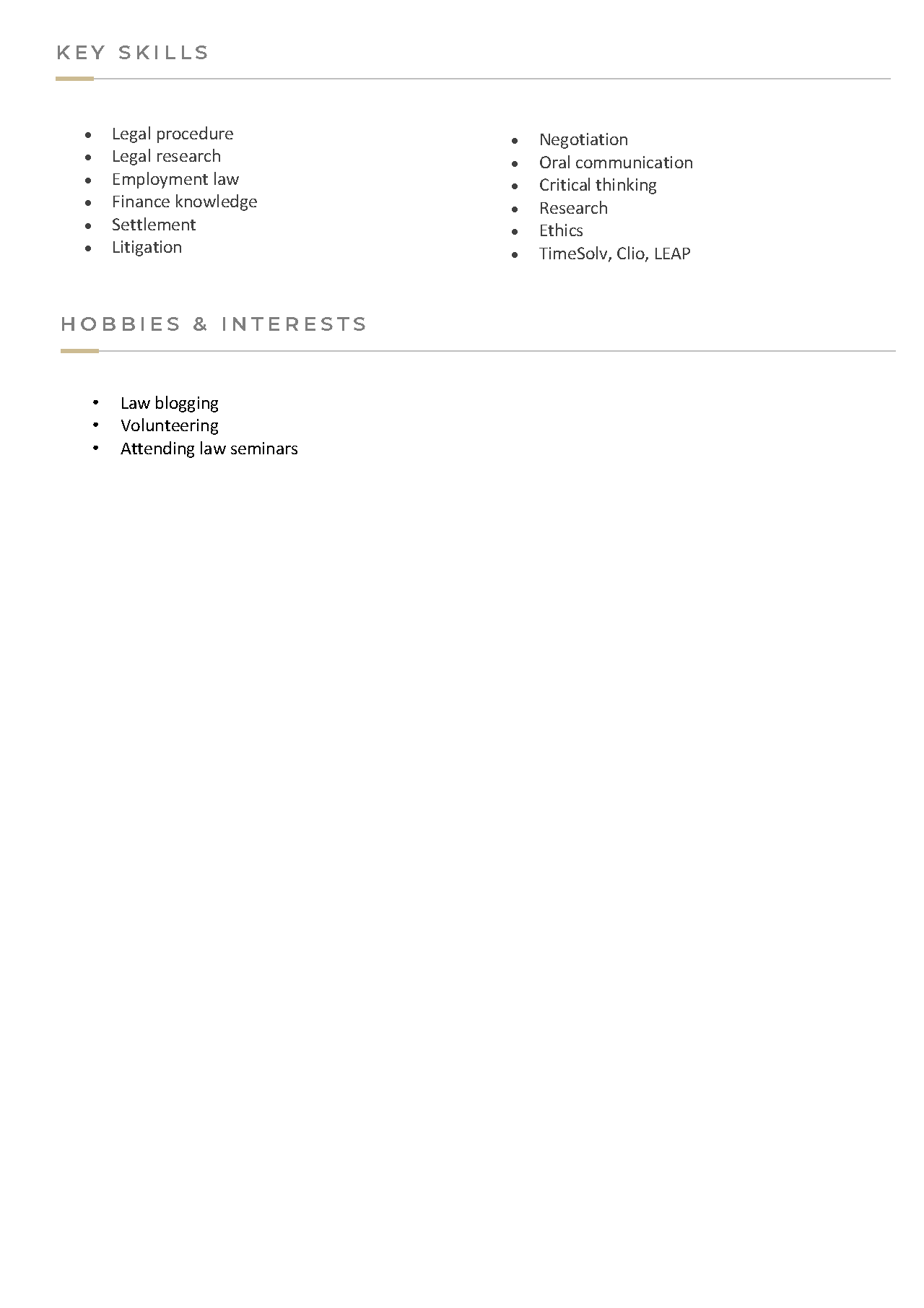 Legal CV Example, Template, & Writing Guide for 2024