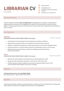 Librarian CV - Example & How to Write