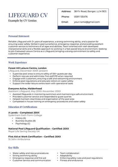 Lifeguard CV: Example, Template, & Writing Guide