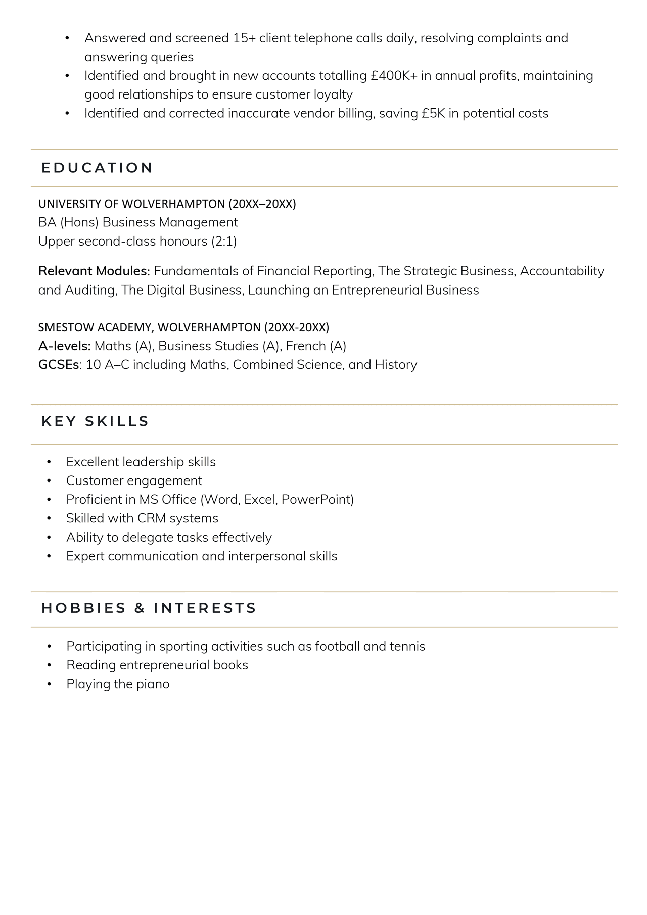 9 Manager CV Examples & Writing Guide