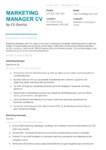 Marketing Manager CV Example and Writing Guide