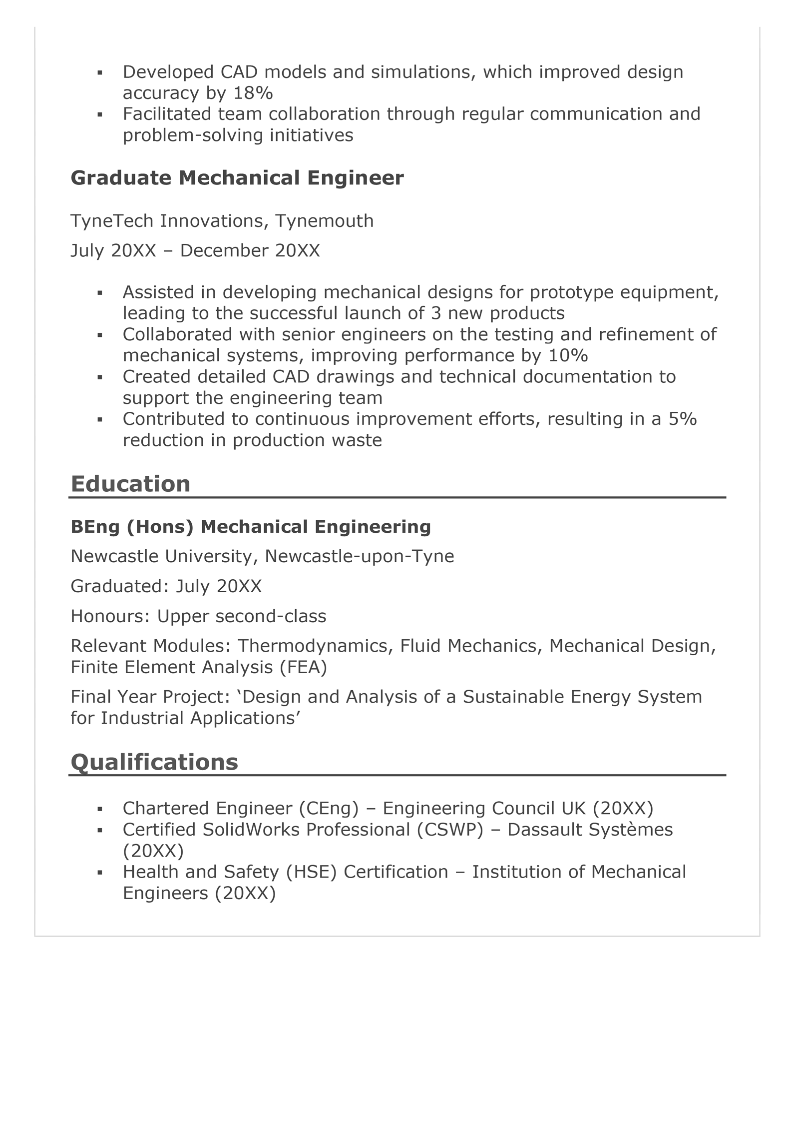Mechanical Engineer CV Example & Writing Tips for 2025