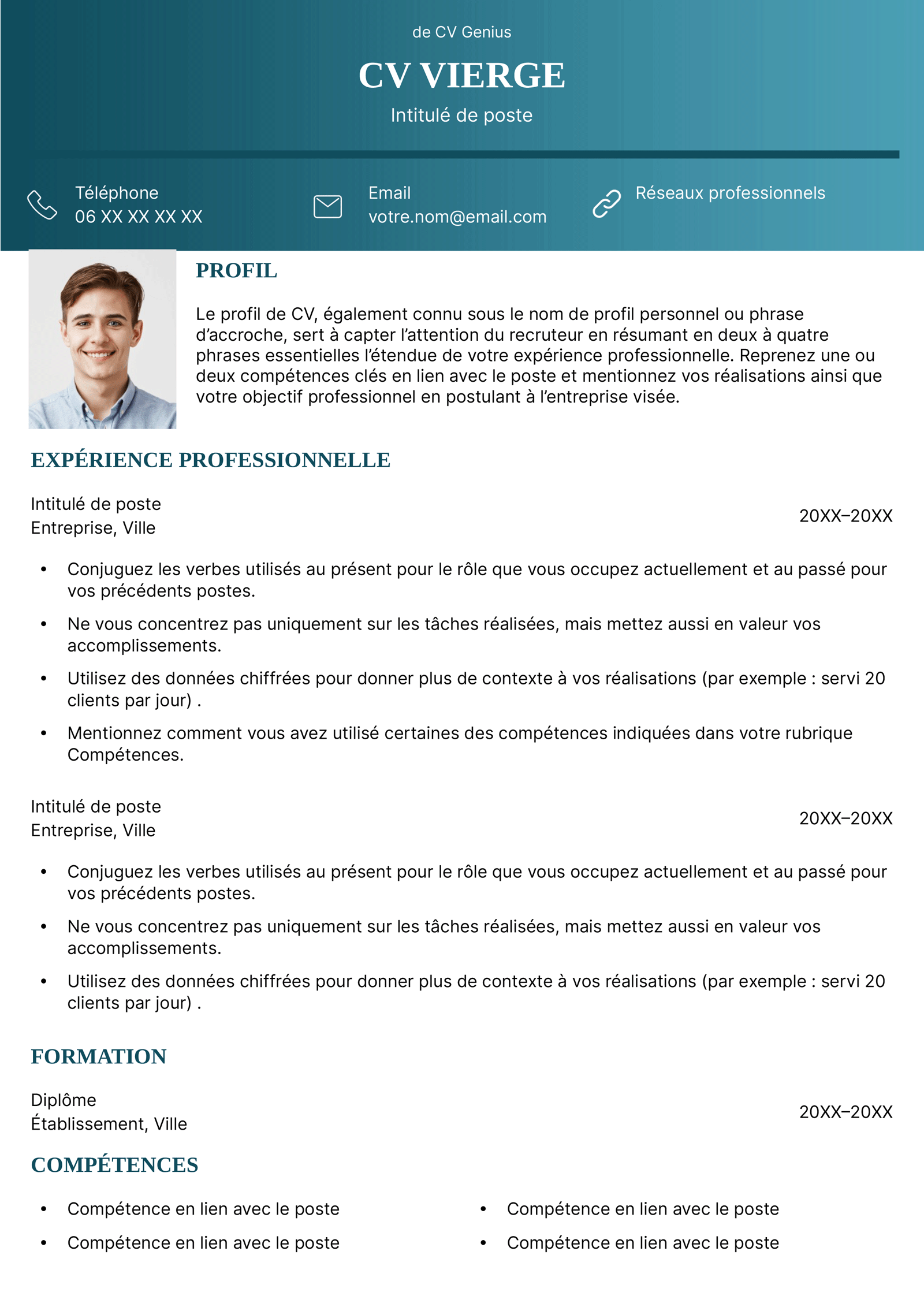 CV vierge – Modèles gratuits sans inscription (Word, LibreOffice, Docs)
