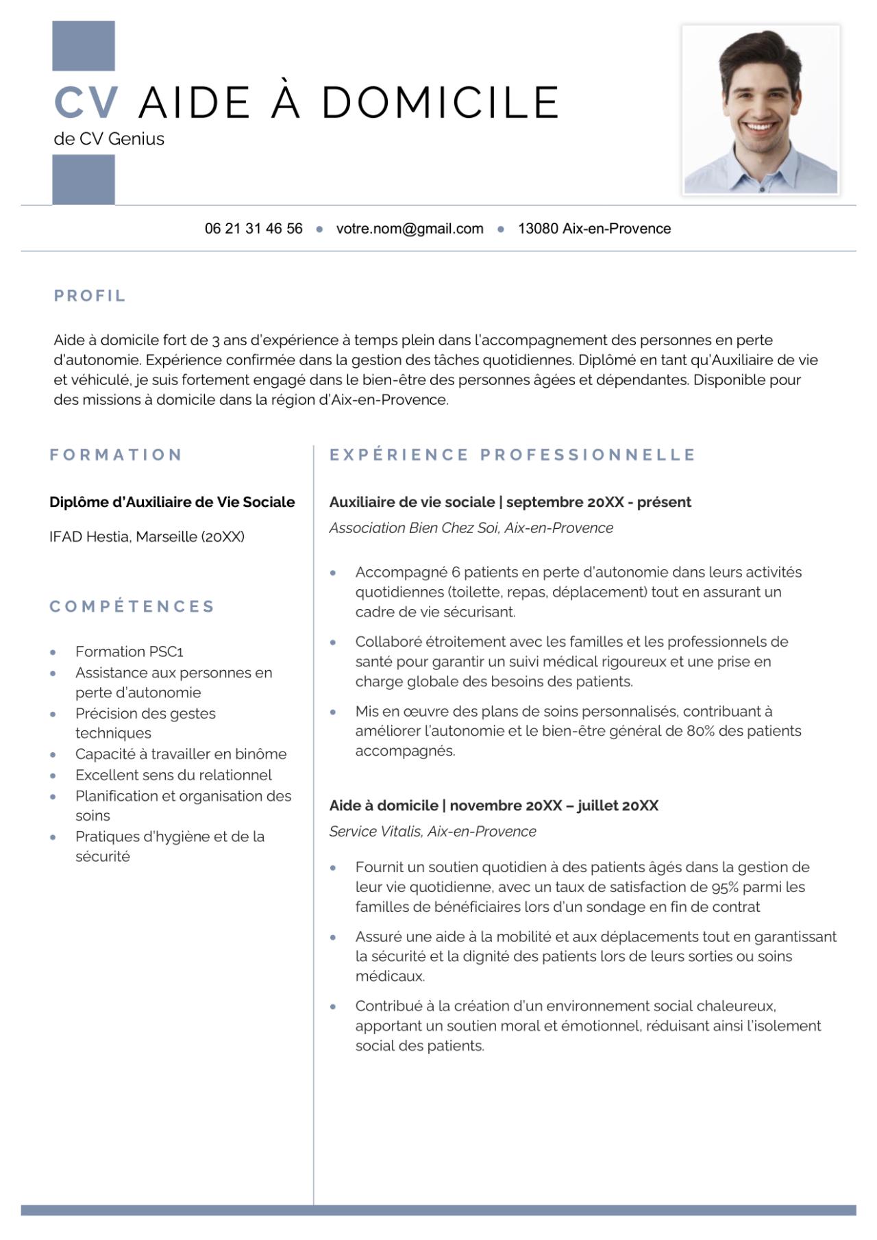 Exemples CV aide à domicile