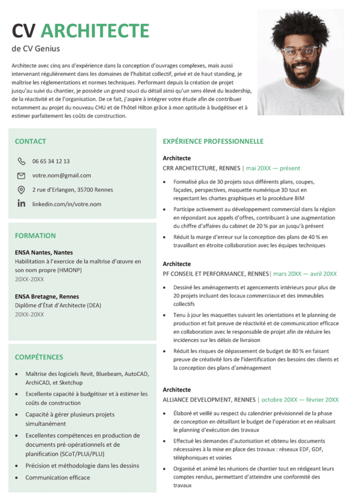 CV architecte – Modèle et exemple
