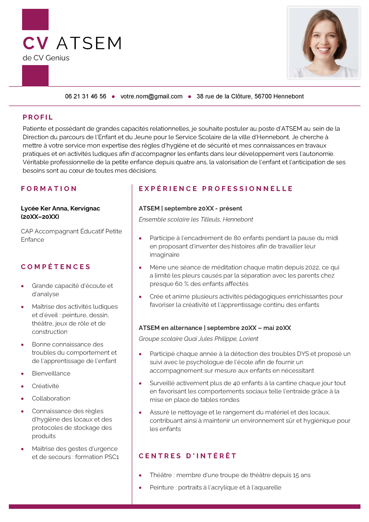 Modèle et exemples CV ATSEM + conseils de rédaction