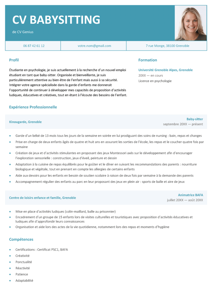 CV babysitting – Modèle et exemple