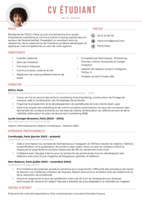 CV footballeur - Exemple