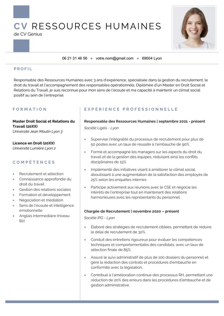 Exemples CV ressources humaines