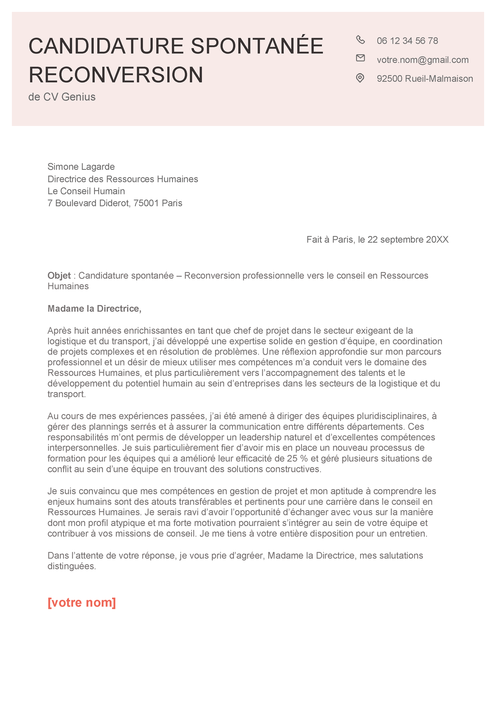 La lettre de motivation candidature spontanée – Exemples