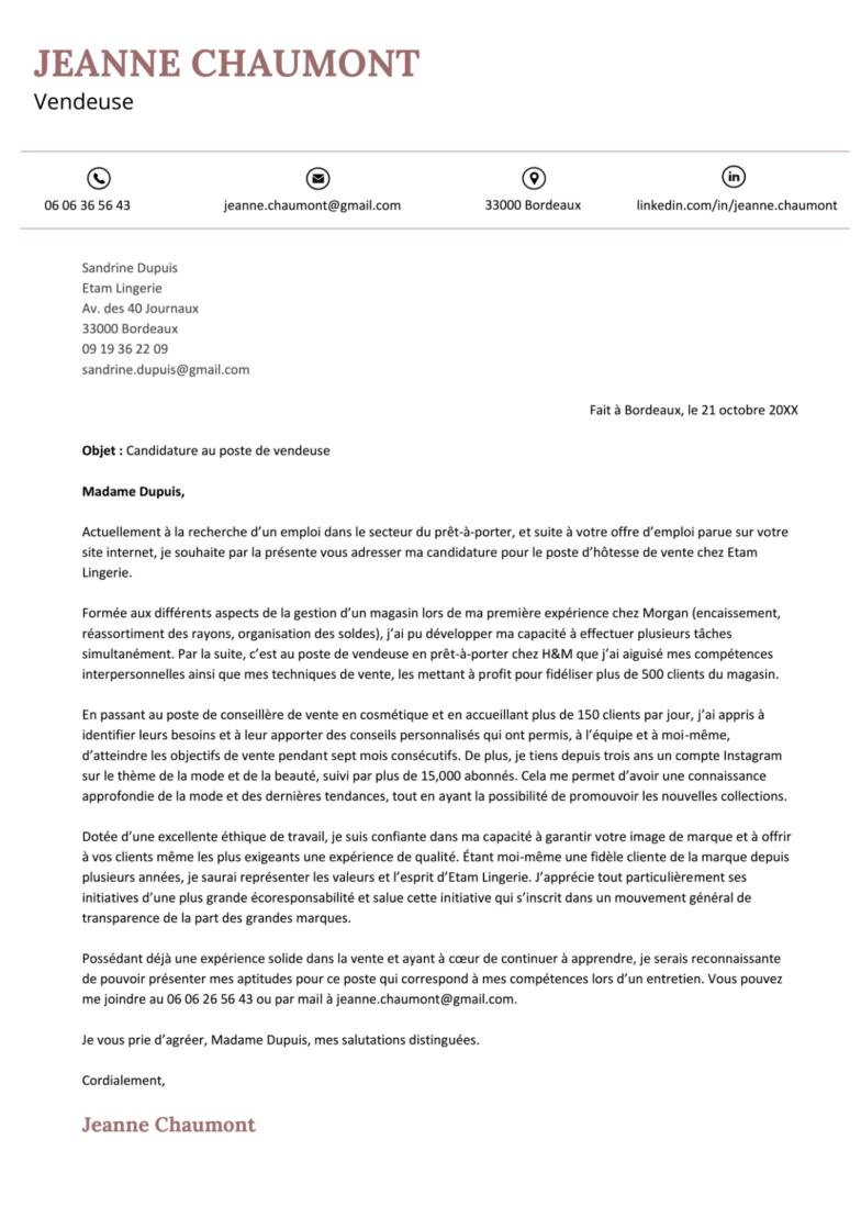 Format de lettre de motivation - exemples et modèle