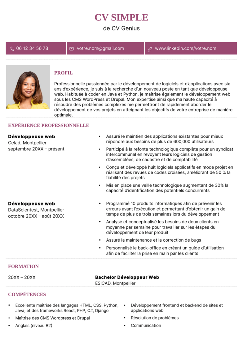 CV simple - Modèles, exemples, et conseils d'optimisation