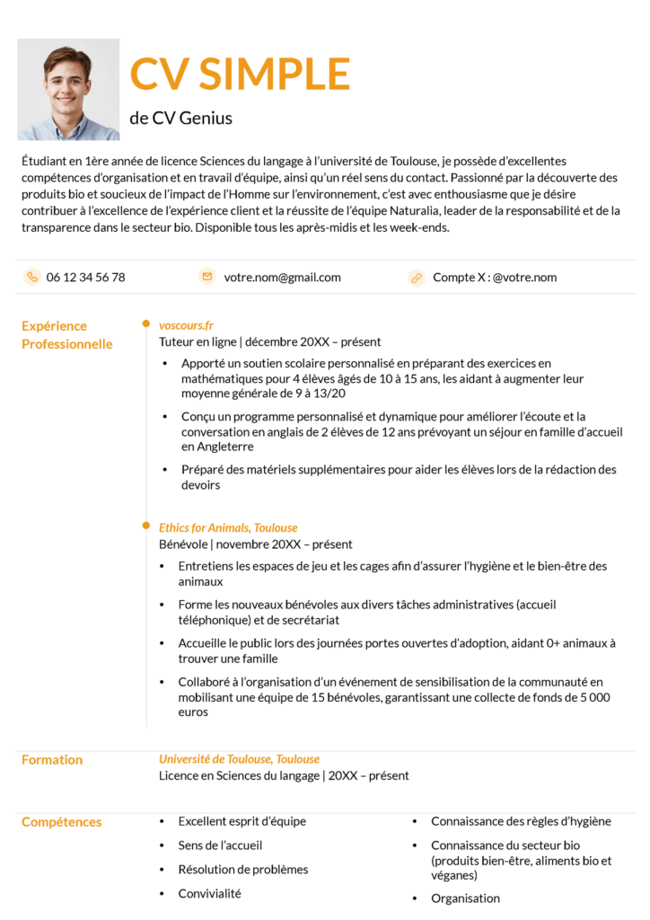 CV simple - Modèles, exemples, et conseils d'optimisation